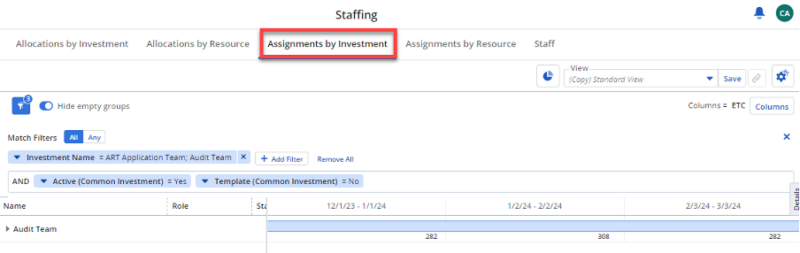 Allocations and Assignments in Clarity’s Staffing Workspace