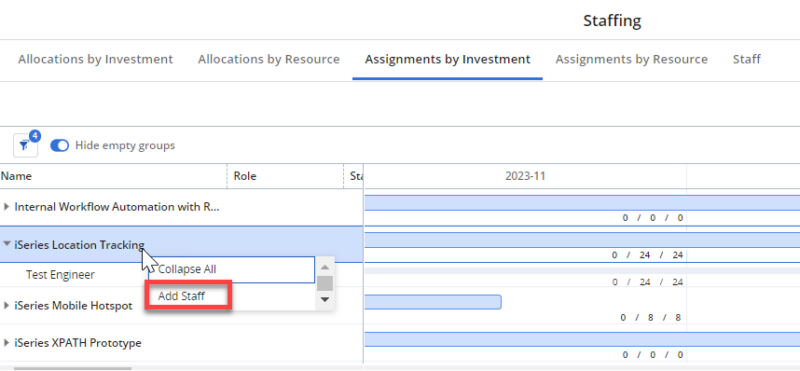 Allocations and Assignments in Clarity’s Staffing Workspace