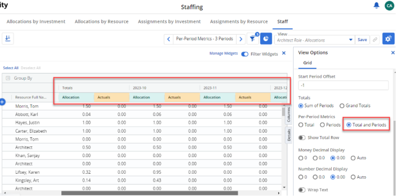 Allocations and Assignments in Clarity’s Staffing Workspace