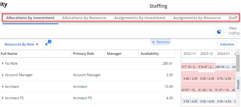 Allocations and Assignments in Clarity’s Staffing Workspace